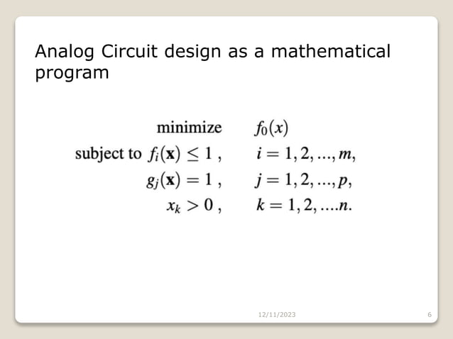Analog Vlsi Circuit Optimization Technique Pptx