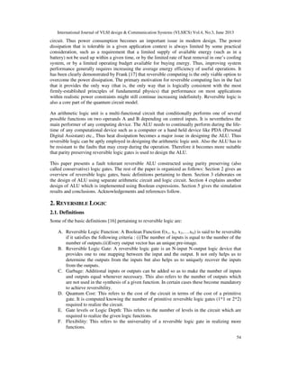 DESIGN OF PARITY PRESERVING LOGIC BASED FAULT TOLERANT REVERSIBLE ...