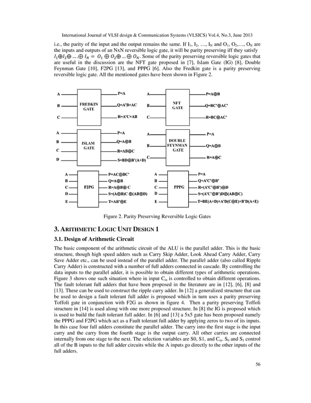 DESIGN OF PARITY PRESERVING LOGIC BASED FAULT TOLERANT REVERSIBLE ARITHMETIC LOGIC UNIT | PDF