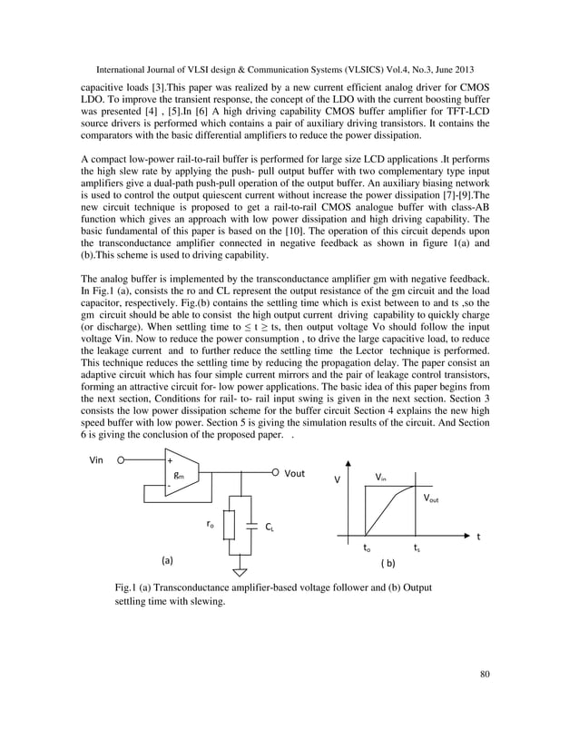 A RAIL-TO-RAIL HIGH SPEED CLASS-AB CMOS BUFFER WITH LOW POWER AND ENHANCED SLEW RATE | PDF