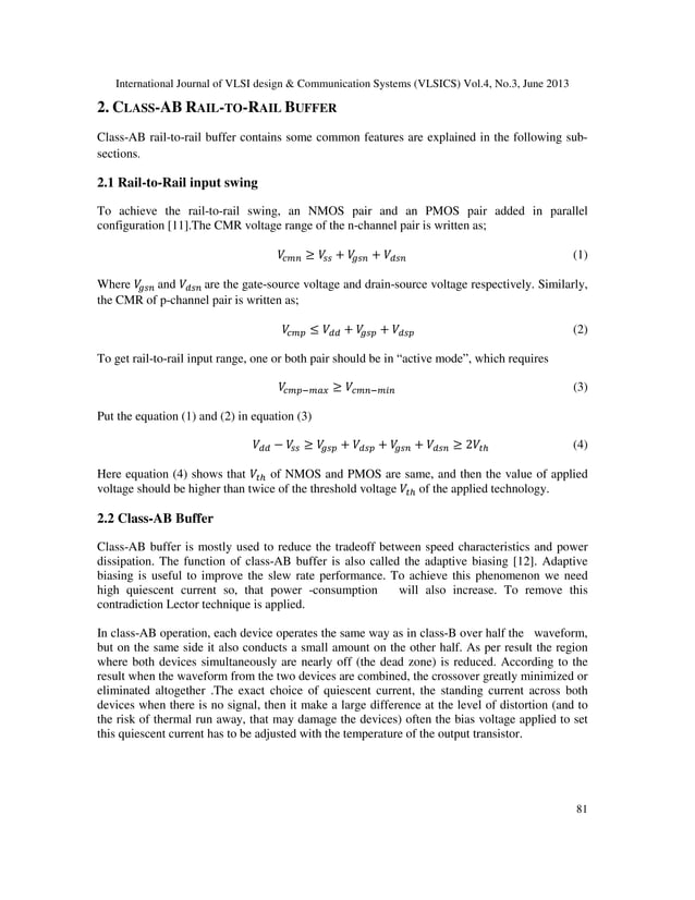 A RAIL-TO-RAIL HIGH SPEED CLASS-AB CMOS BUFFER WITH LOW POWER AND ENHANCED SLEW RATE | PDF