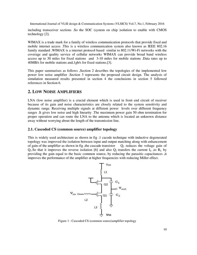 LOW POWER, LOW NOISE AMPLIFIERS DESIGN AND ANALYSIS FOR RF RECEIVER FRONT END USING 90NM CMOS ...
