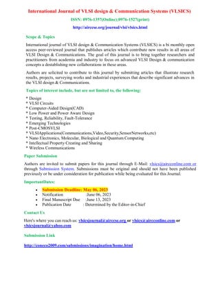 International Journal of VLSI design & Communication Systems (VLSICS) | PDF