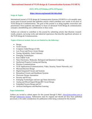 International Journal of VLSI design & Communication Systems (VLSICS) | PDF