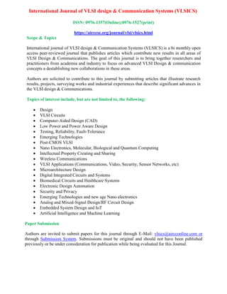 International Journal of VLSI design & Communication Systems (VLSICS) | PDF