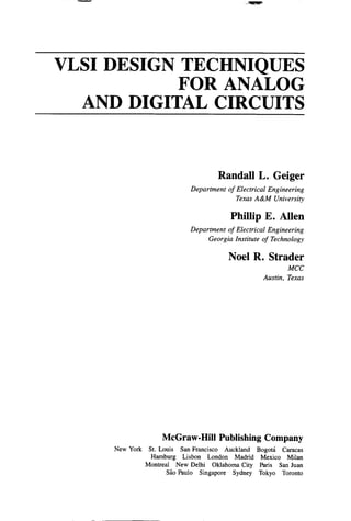 Vlsi design techniques for analog and digital circuit | PDF