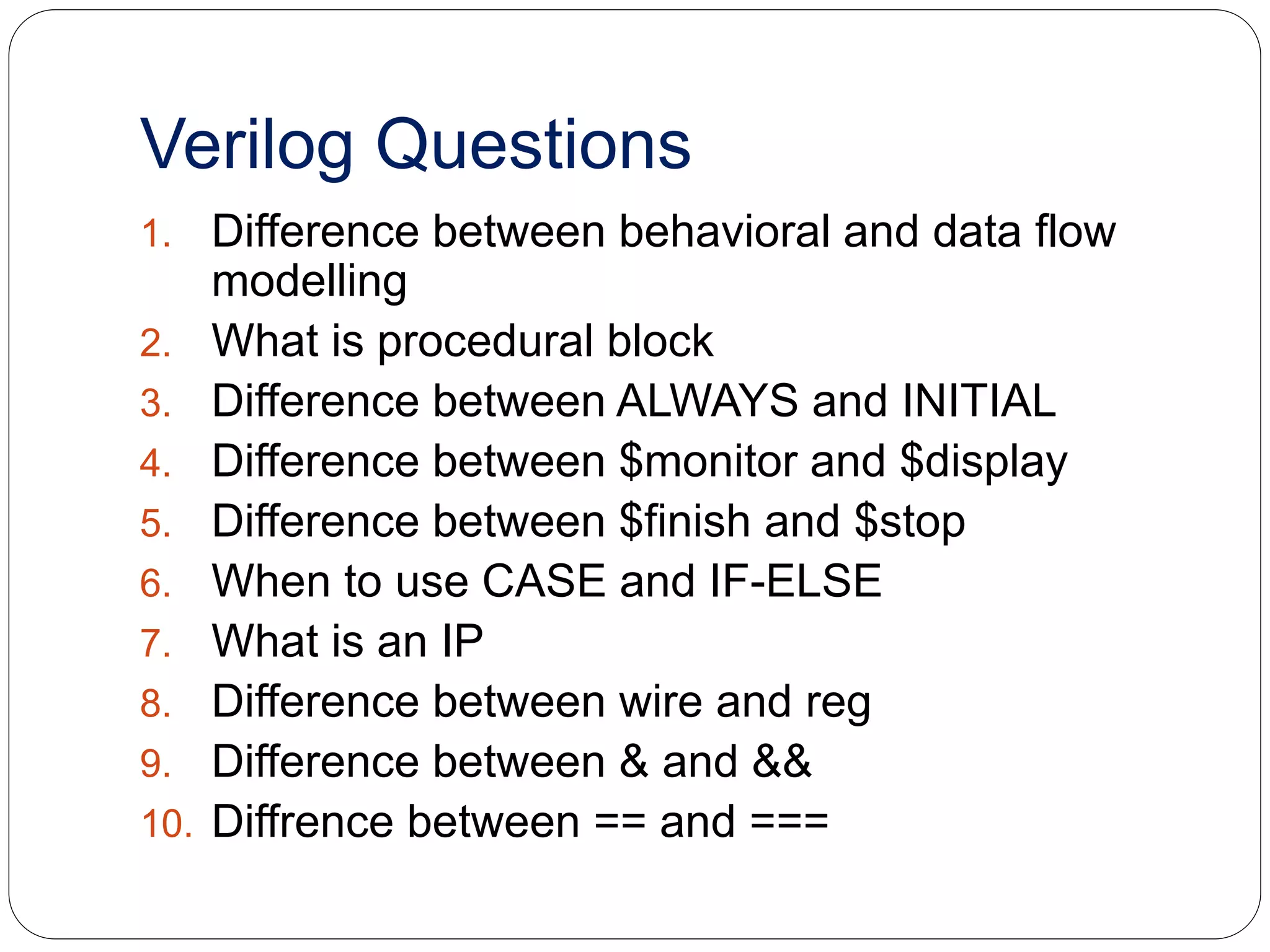 VLSI Domain interview questions.pptx | Programming Languages | Computing