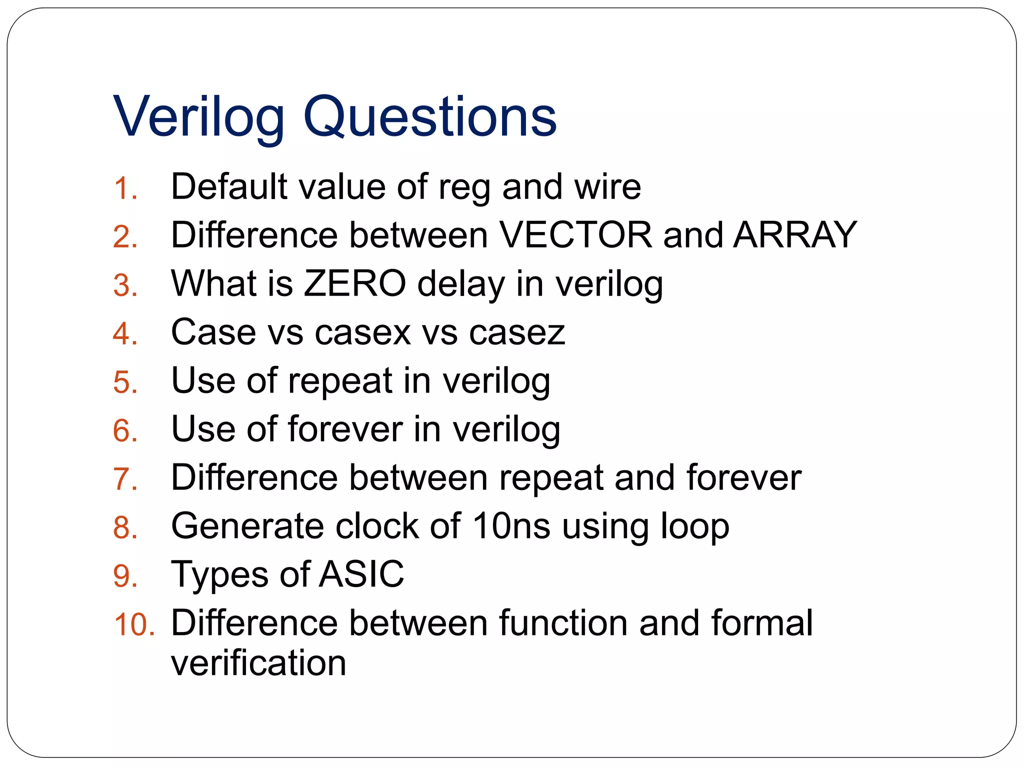 VLSI Domain interview questions.pptx | Programming Languages | Computing