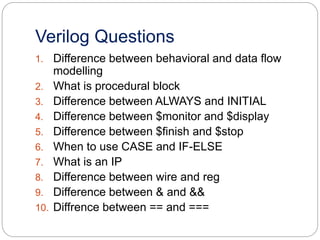 VLSI Domain interview questions.pptx | Programming Languages | Computing