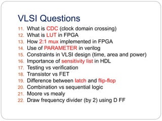 VLSI Domain interview questions.pptx | Programming Languages | Computing