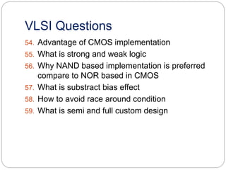VLSI Domain interview questions.pptx | Programming Languages | Computing