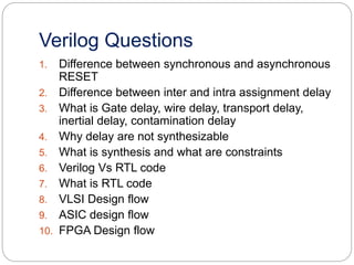 VLSI Domain interview questions.pptx | Programming Languages | Computing