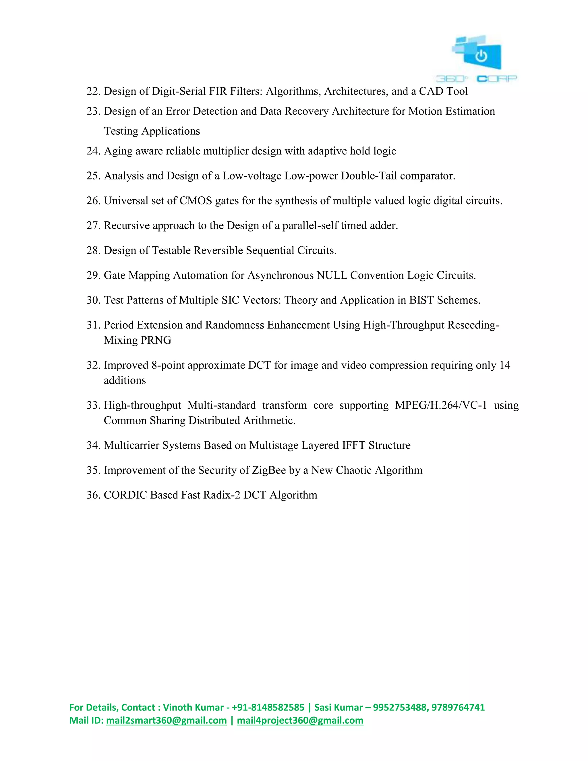 VLSI IEEE B.E/B.Tech 2014-15 TITLES | PDF