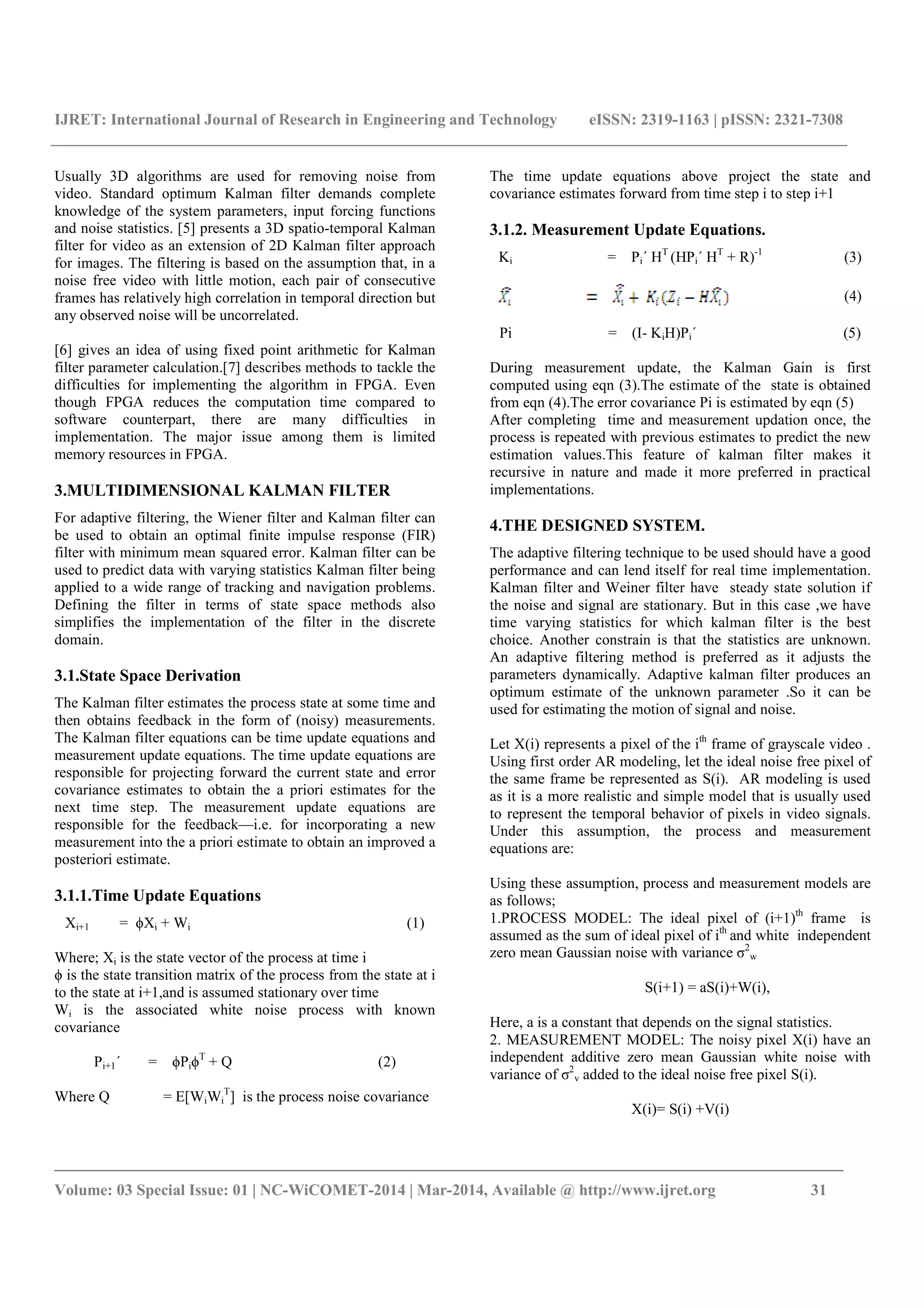 Vlsi Implementation Of Adaptive Kalman Filter For Pdf Video Software Computer Software And