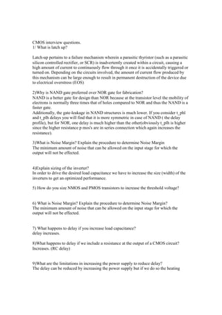 Vlsi interview questions1 | PDF