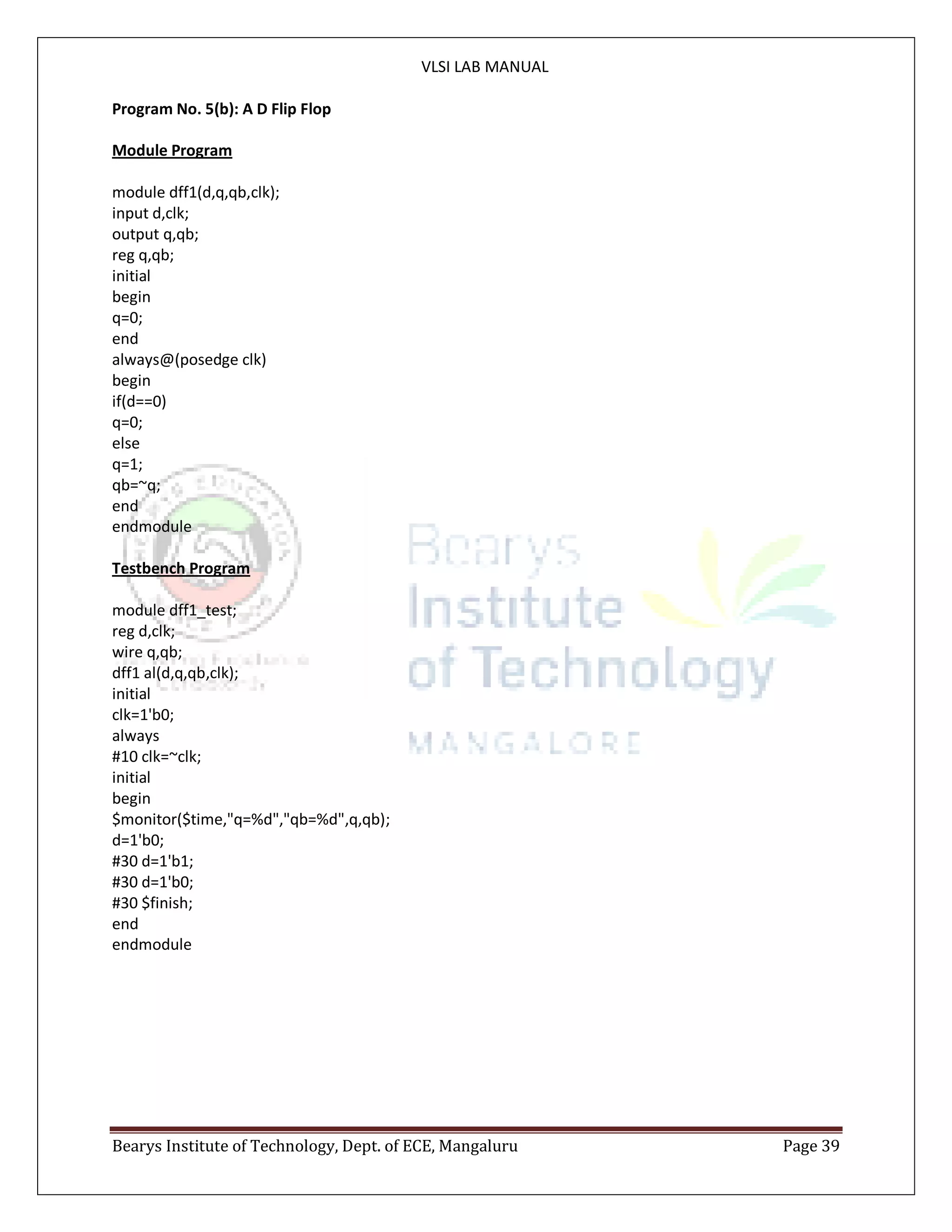 VTU ECE 7th sem VLSI lab manual | PDF