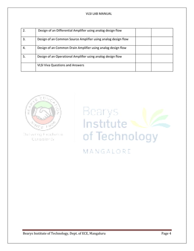 VTU ECE 7th sem VLSI lab manual | PDF