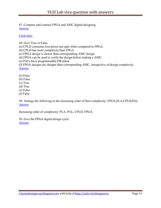 Vlsi lab viva question with answers | PDF