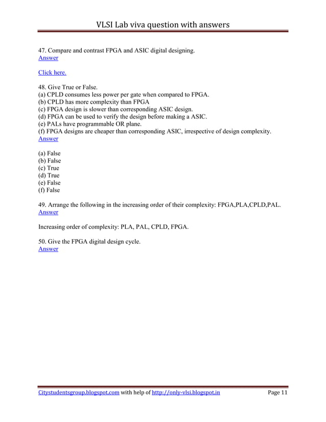 Vlsi lab viva question with answers | PDF