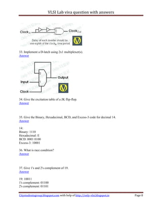 Vlsi lab viva question with answers | PDF