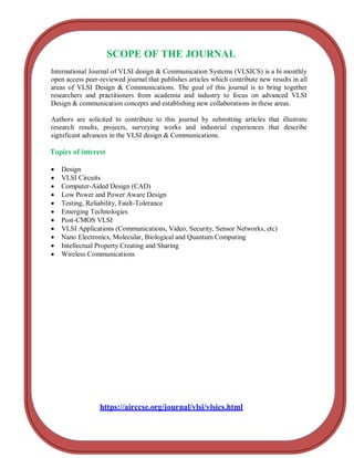 International Journal of VLSI design & Communication Systems (VLSICS), H index - Profile | PDF ...