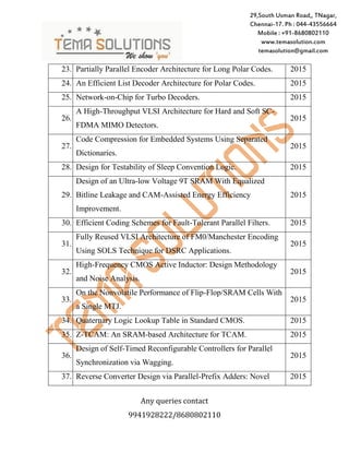 Latest VLSI Project Titles 2015 | PDF | Computing | Technology & Computing