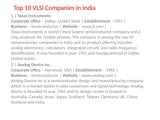 Vlsi Module On Semiconductor Industry Pptx
