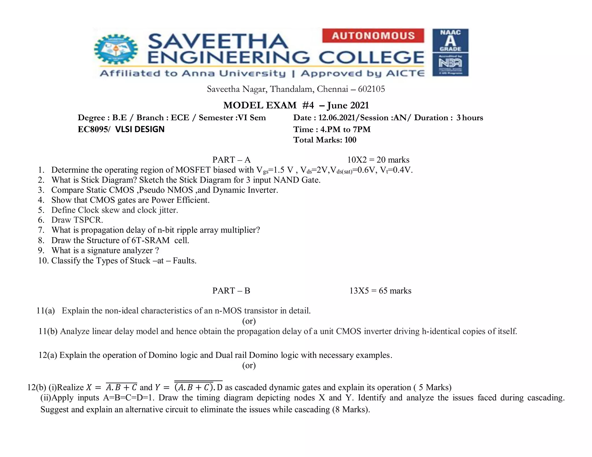 Vlsi model question paper 3 (june 2021) | PPT