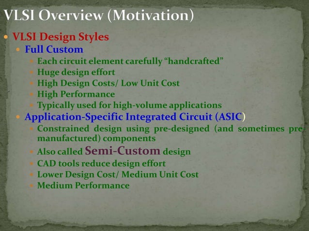 Very Large Scale Integrated Circuits VLSI Overview | PPTX | Physics ...