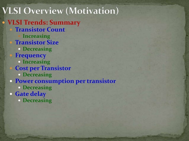 Very Large Scale Integrated Circuits VLSI Overview | PPTX | Physics ...