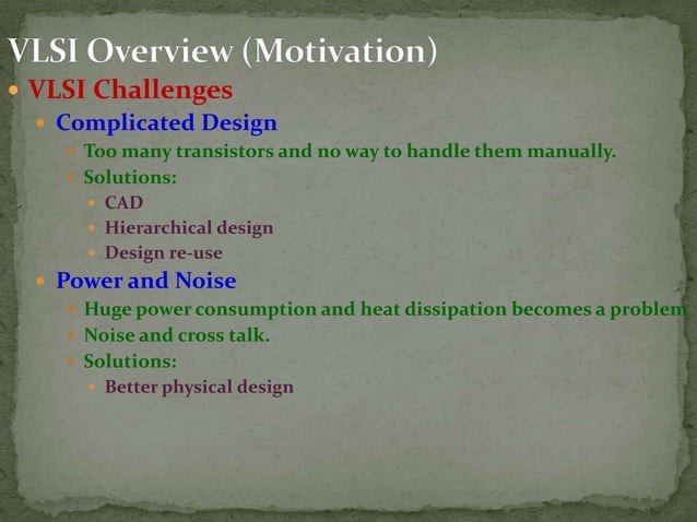 Very Large Scale Integrated Circuits VLSI Overview | PPTX | Physics ...
