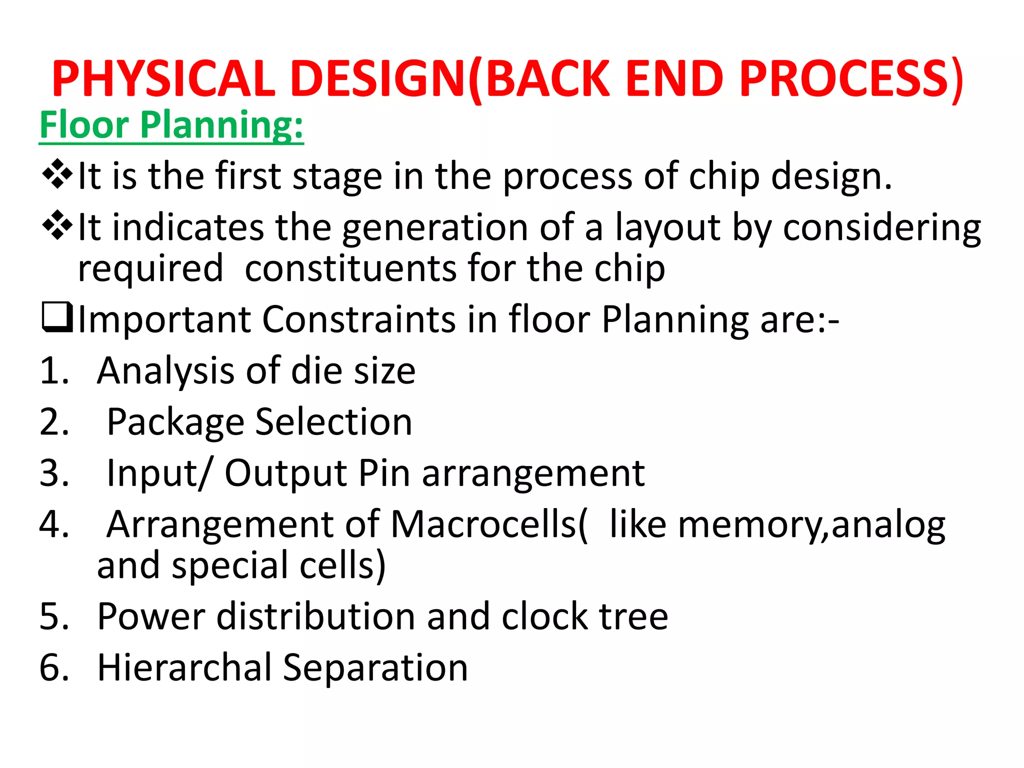 Vlsi physical design (Back End Process) | PPTX