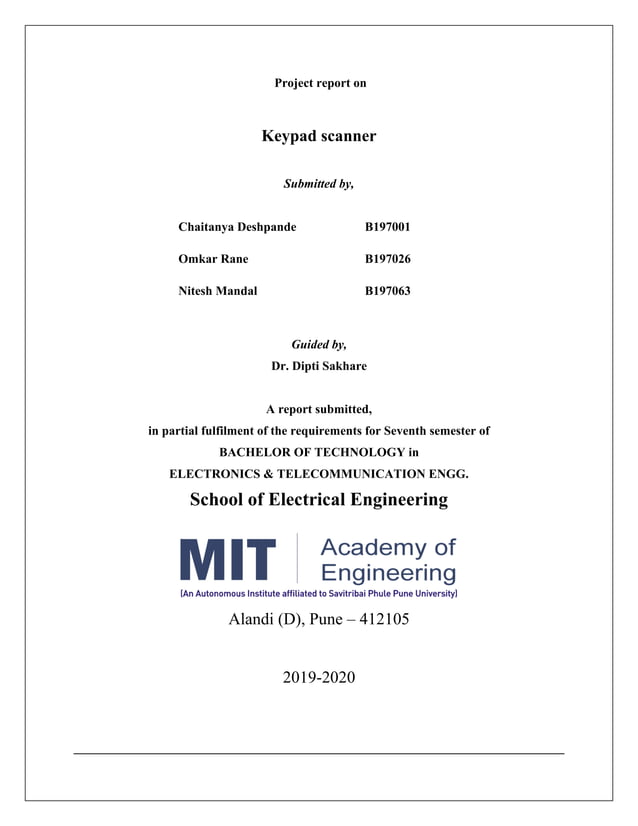 VlSI course project report : Keypad Scanner | PDF | Programming Languages | Computing