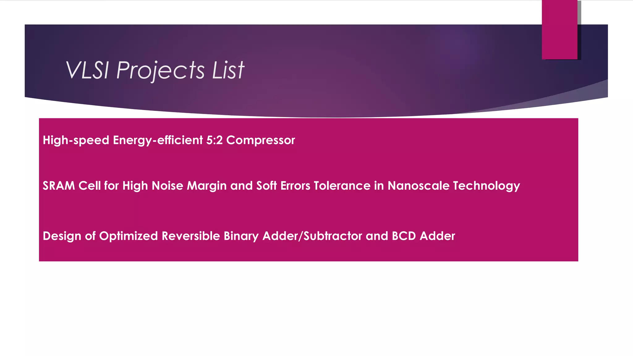 VLSI Projects Titles | PPT