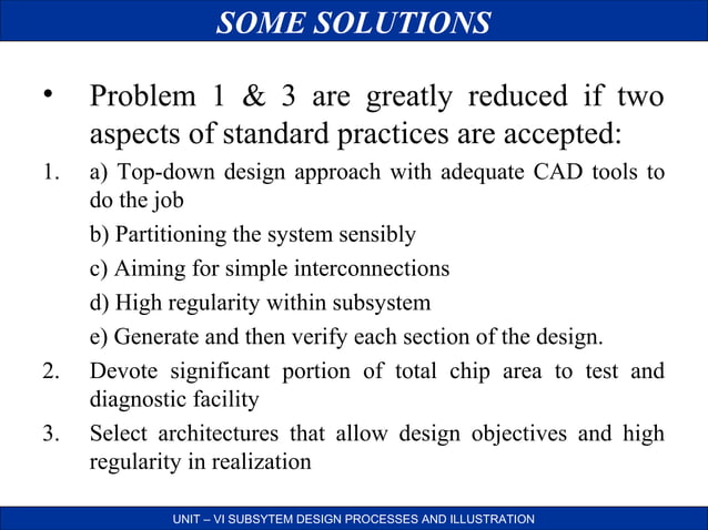 VLSI subsystem design processes and illustration | PPT | Computing | Technology & Computing