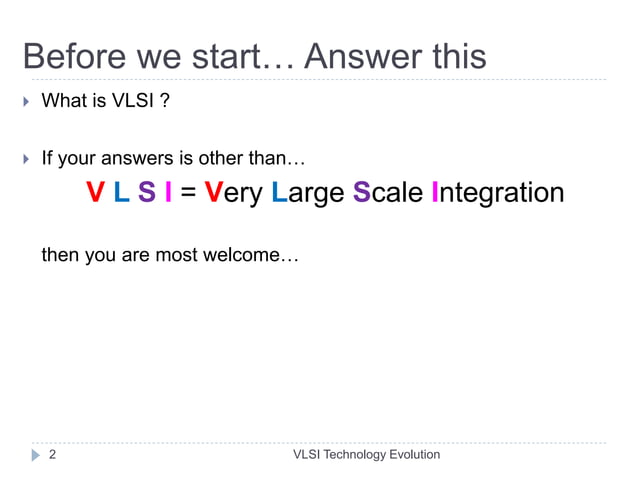 VLSI Technology Evolution | PPSX | Chemistry | Science