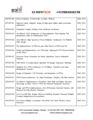 Vlsi IEEE 2014 titles 2014_2015_CSE/IT/ECE/EEE/ STUDENTS IN CHENNAI (S3 INFOTECH : 09884848198 ...