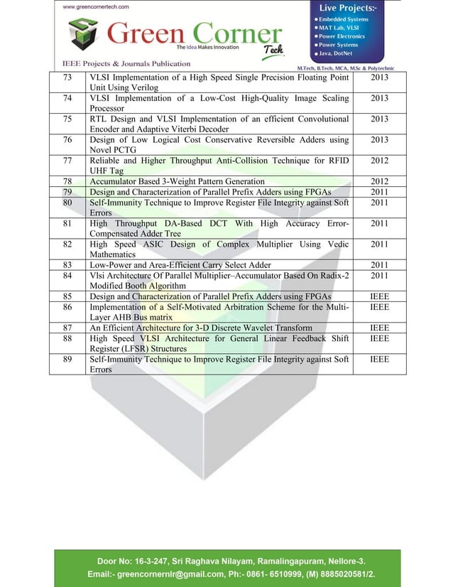 Vlsi Titles 2017 18 Pdf 