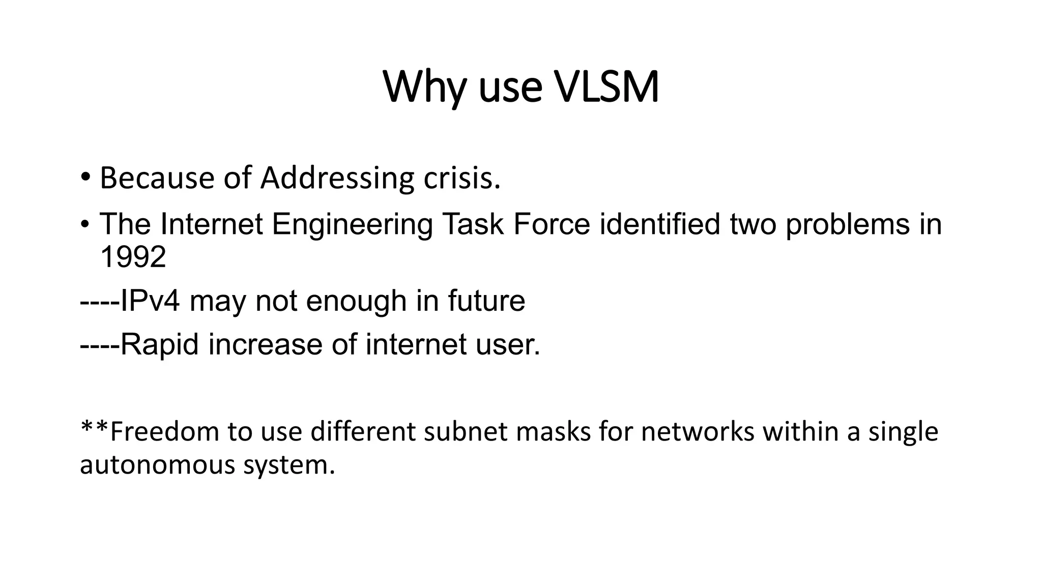 Vlsm and supernetting | PPTX