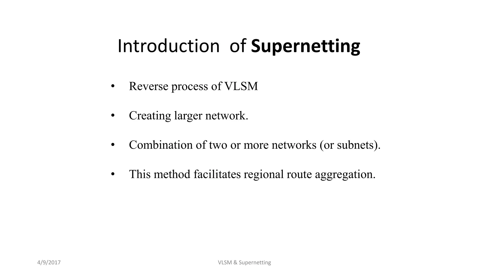 Vlsm and supernetting | PPTX | Computer Networking | Computing
