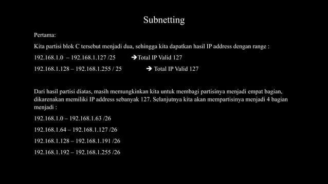 VLSM dan CIDR (Subnetting dan Supernetting) | PPT