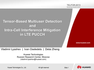 Tensor-Based Multiuser Detection | PDF