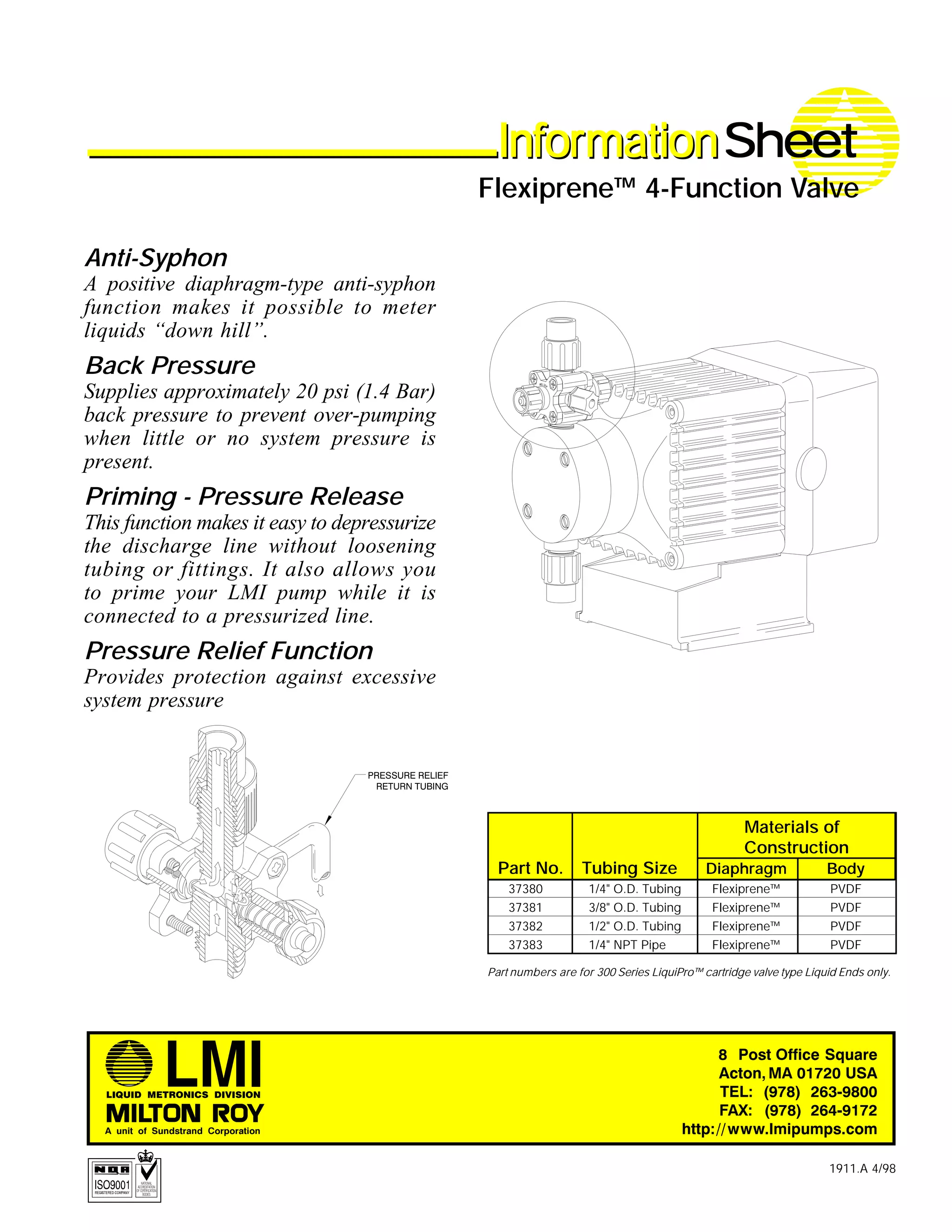 Válvula Flexiprene Milton Roy | PDF