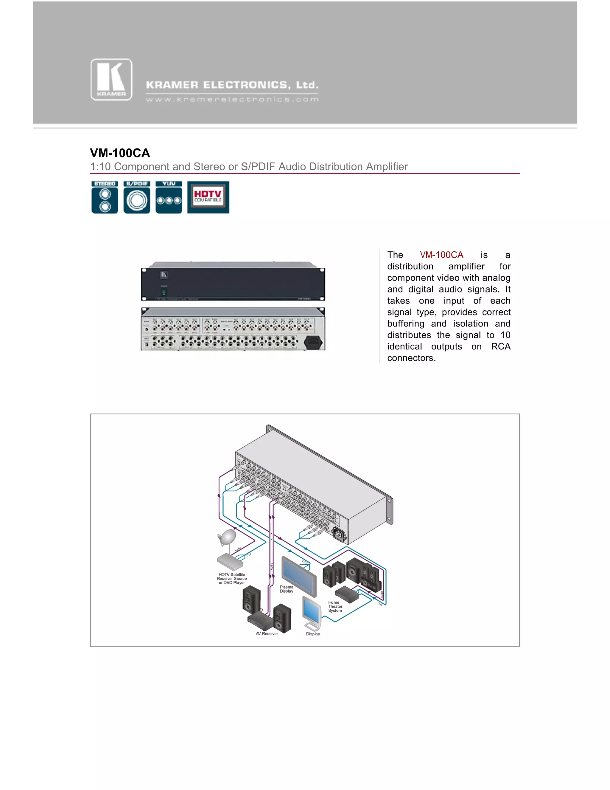 Kramer VM-100CA | PDF