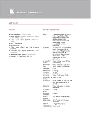 Kramer VM-100CA | PDF