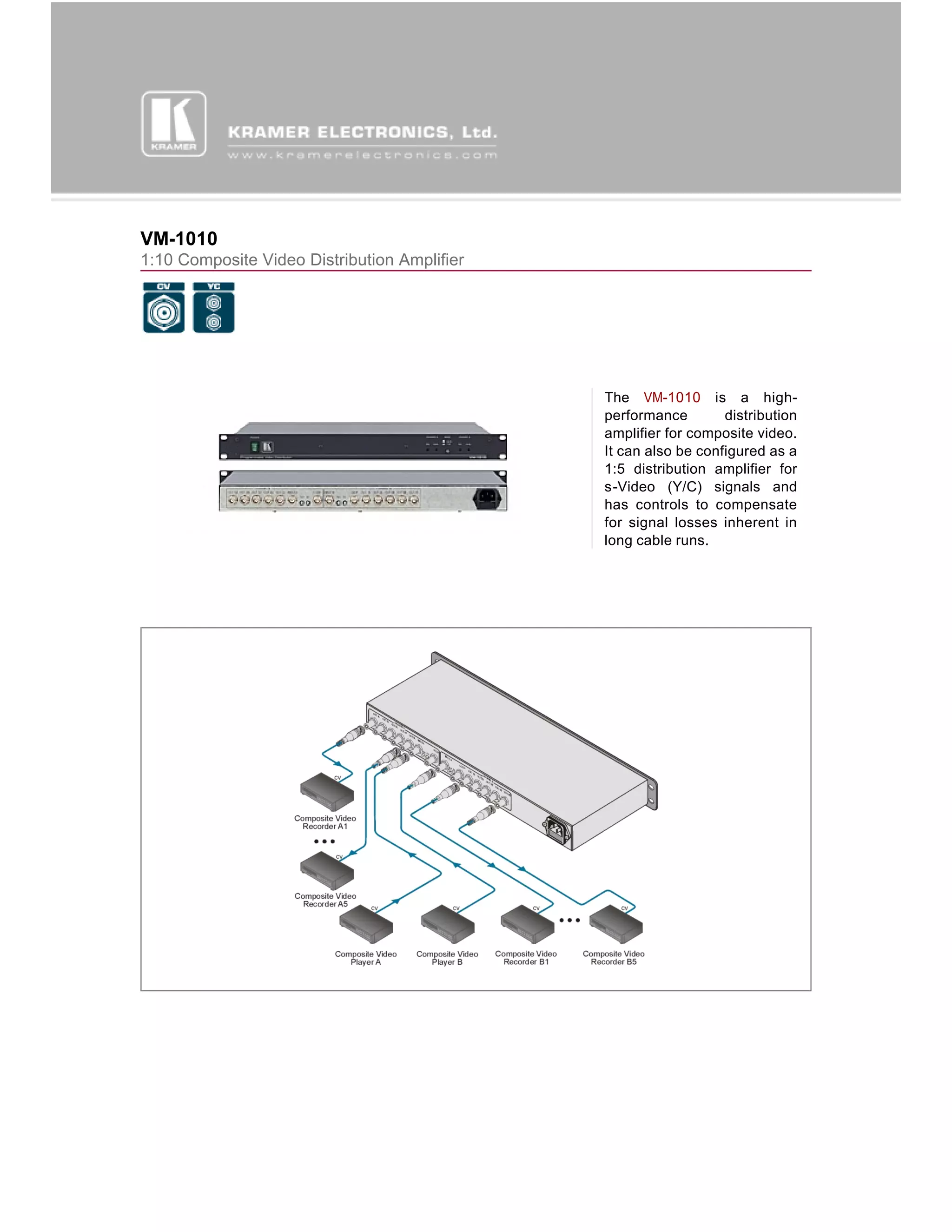 Kramer VM-1010 | PDF | Technology & Computing