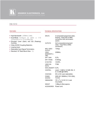 Kramer VM-1010 | PDF
