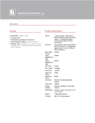 Kramer VM-10AN | PDF