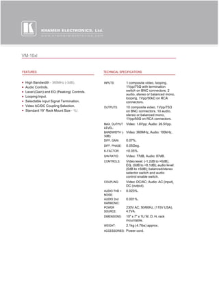 Kramer VM-10xl | PDF