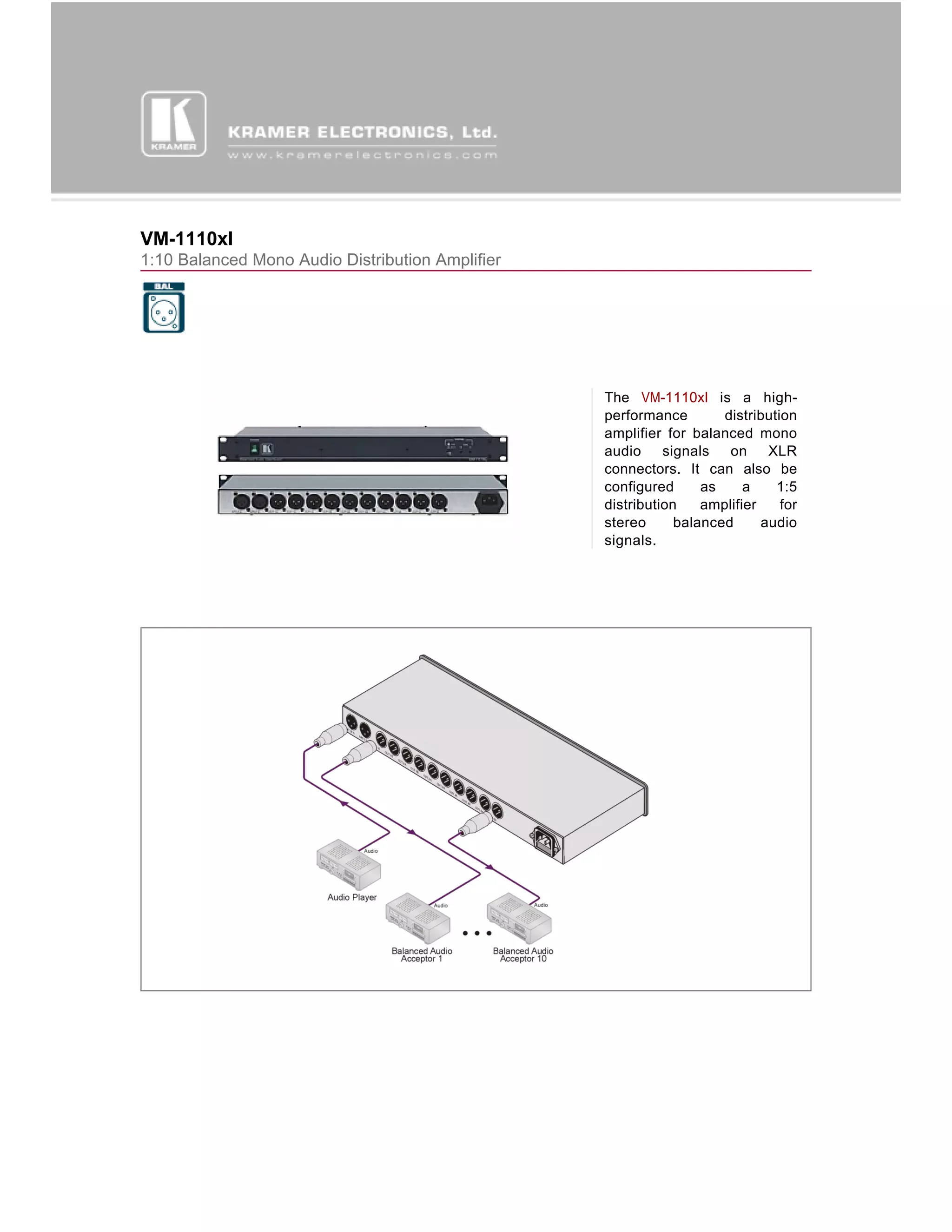 Kramer VM-1110XL | PDF
